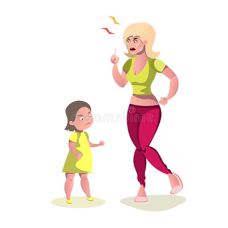 Moeder Boos Bij Haar Dochter Vector Illustratie - Illustration of ruzie ...
