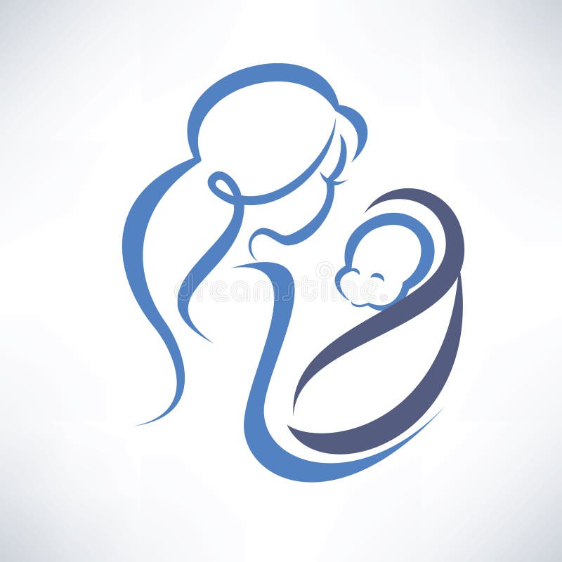 Moeder En Baby Gestileerd Vectorsilhouet Vector Illustratie ...