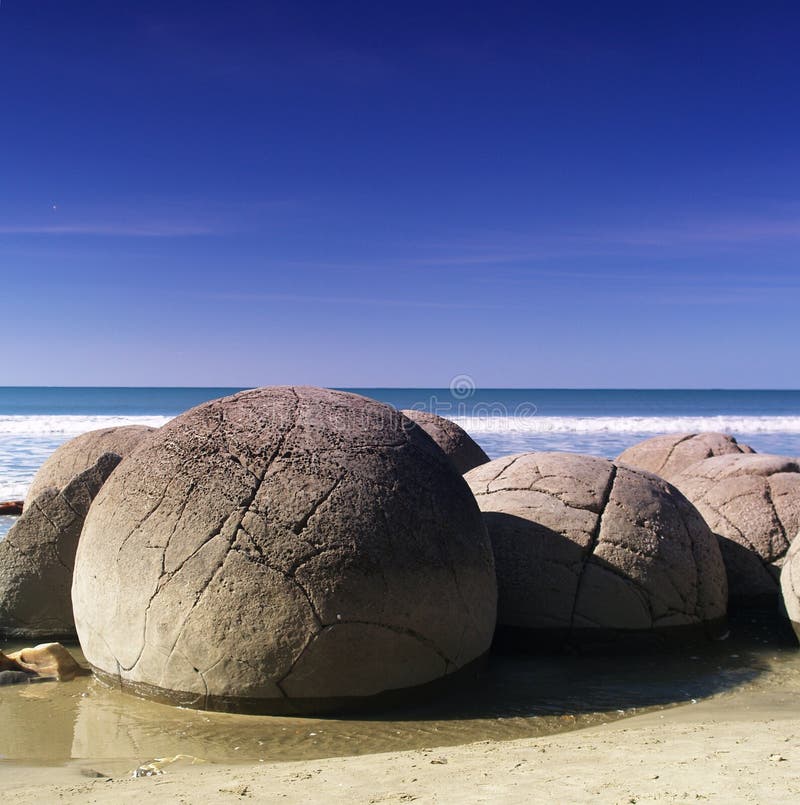 Moeraki boulders and beach stock photo. Image of boulder - 24465936