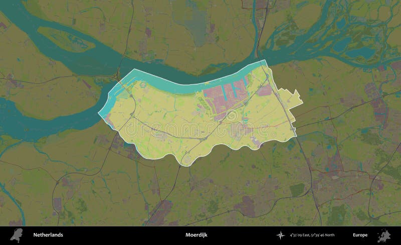 Moerdijk Highlighted, Netherlands. Topographic Humanitarian Stock ...