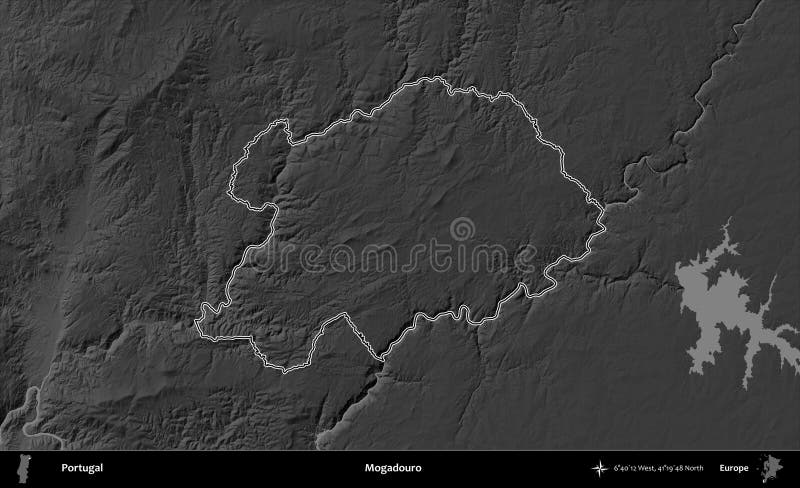 Mogadouro Outlined, Portugal. Grayscale Stock Illustration ...