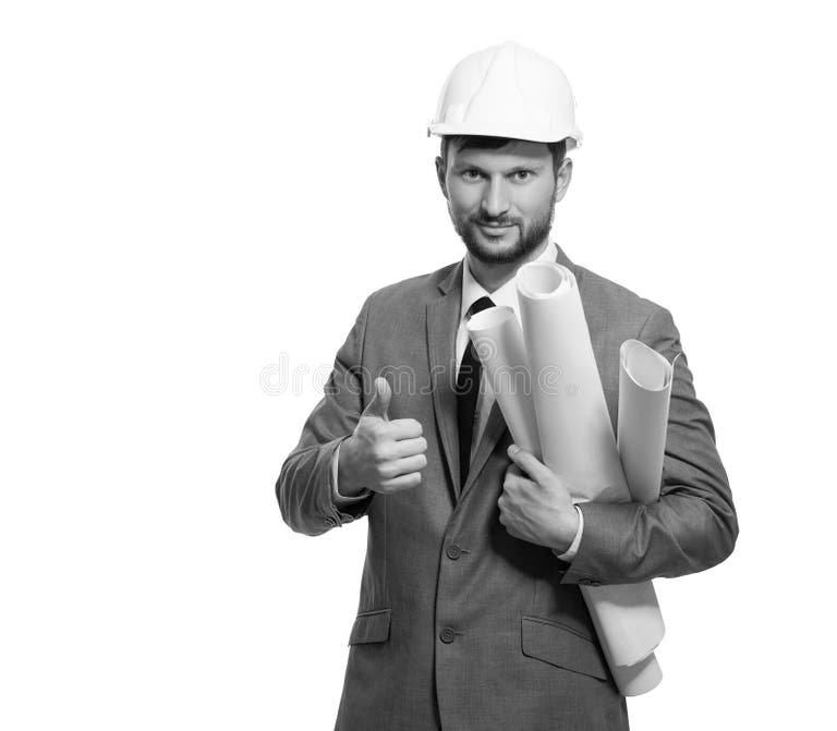 Mogen Manlig Arkitekt Med En Ritning Arkivfoto - Bild av bärare, jobb ...