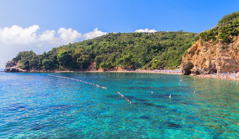 Mogren beach,Budva stock photo. Image of mogren, holidays - 95444202