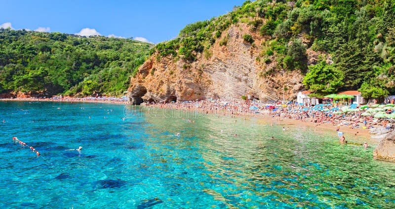 Mogren beach,Budva editorial image. Image of budva, people - 95444000