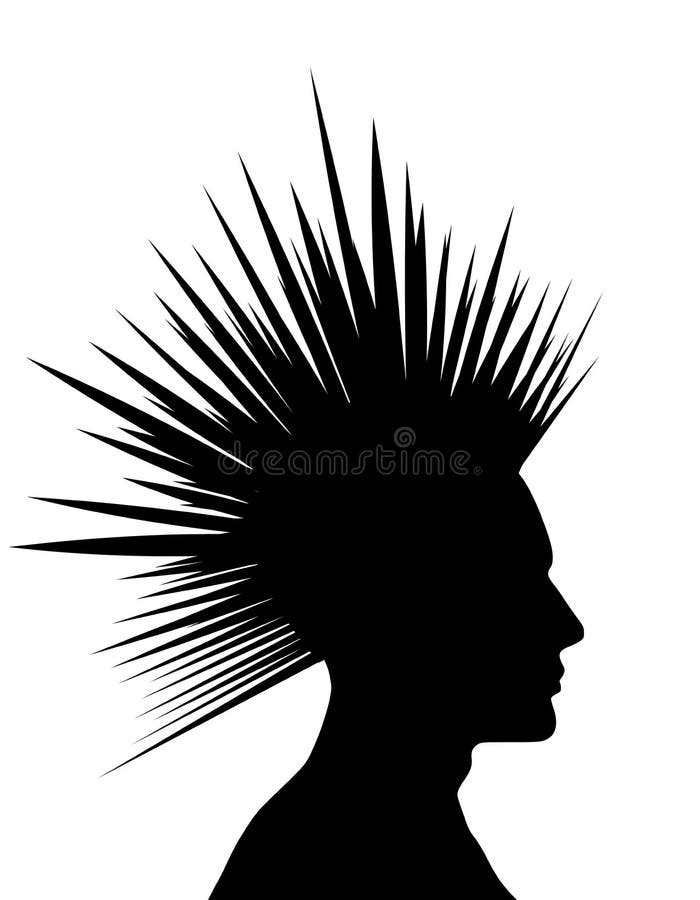 Mohawk Black Punk Silhouette Stock Illustration - Illustration of ...