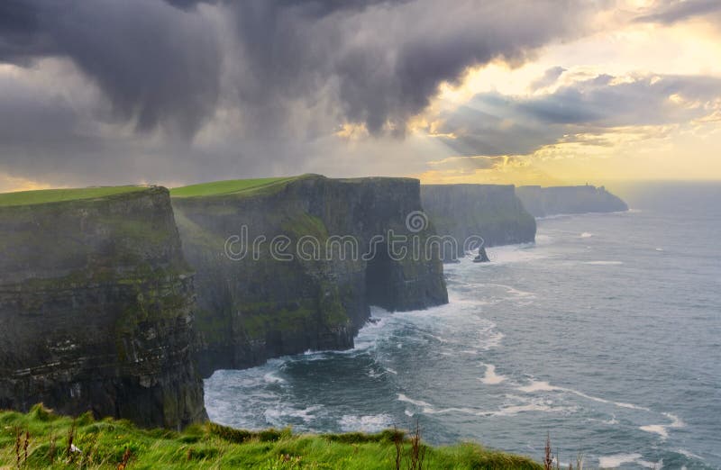 Moher Cliffs and Atlantic Ocean in Ireland - Landscape Stock Photo ...