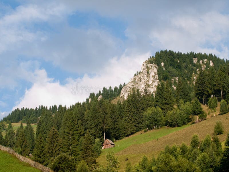Mountain Landscape and Moieciu Village Stock Photo - Image of green ...
