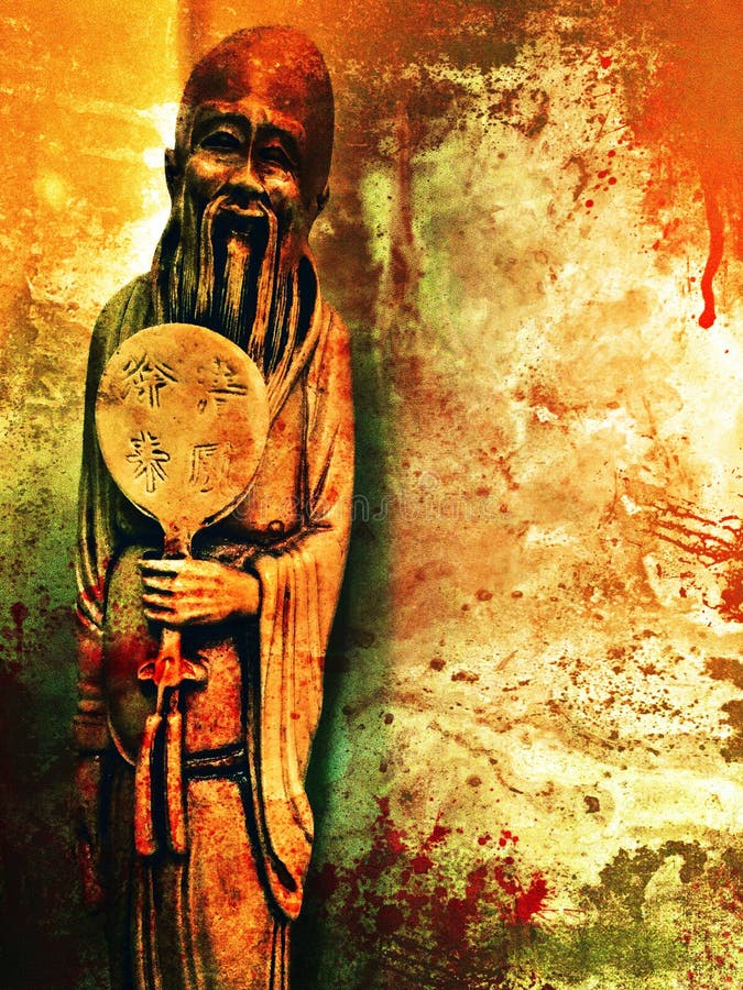 Moine Chinois Grunge Abstrait Statue Background Texture Image stock ...