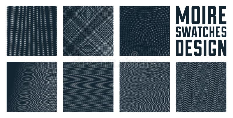Moire Vector Abstract Backgrounds Set, Linear Contrast Virtual Digital ...