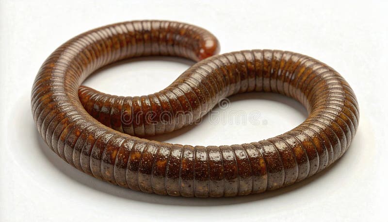 Moist Curved Earthworm Fully Visible on Isolated White Studio ...
