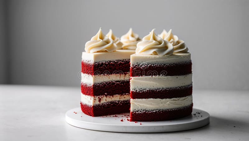 Moist Red Velvet Layer Cake with Smooth Vanilla Frosting Stock Photo ...