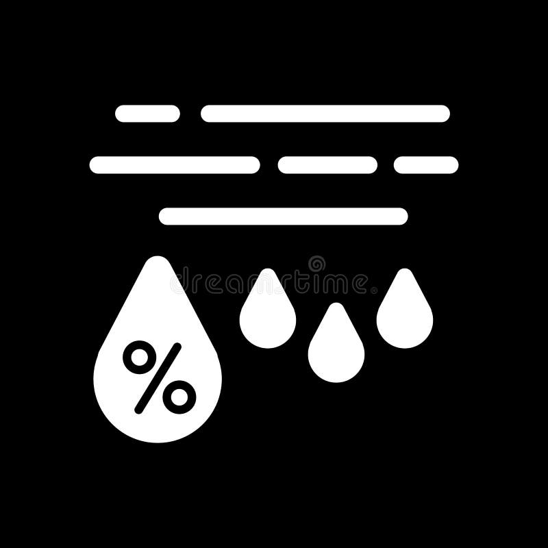 Moisture Percentage Vector Icon. Black and White High Humidity ...
