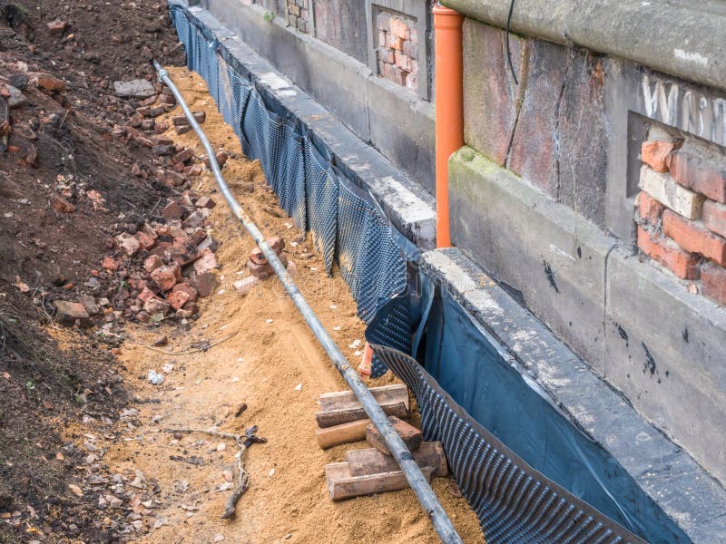 Moisture Protection on a House Stock Image - Image of bitumen ...