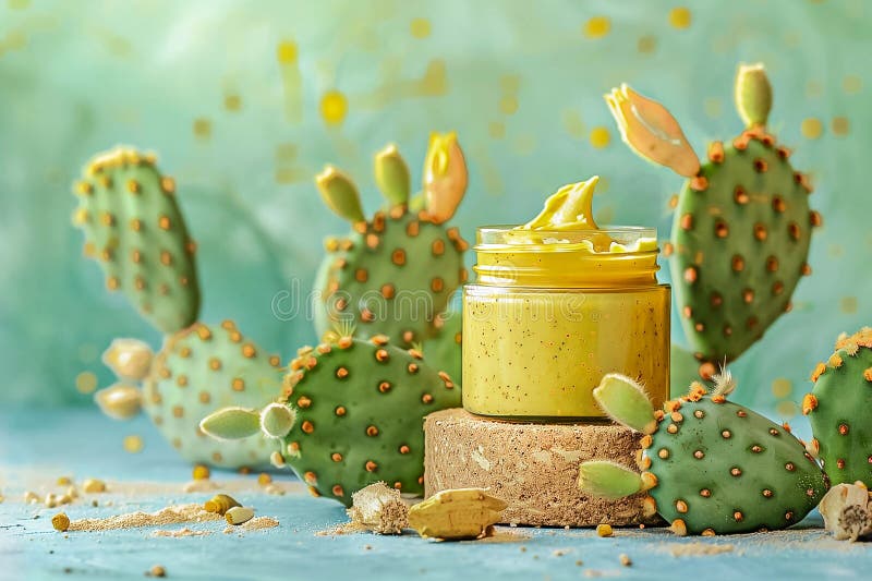 Moisturizing Body Scrub Cream Displayed among Vibrant Cactus Plants in ...