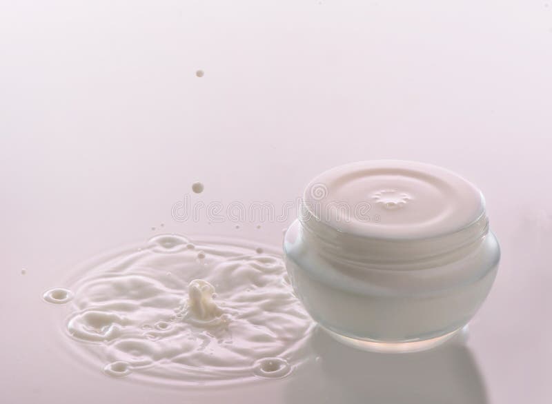 Moisturizing Cosmetic Cream Pink Milk Background Splash Drops Stock ...