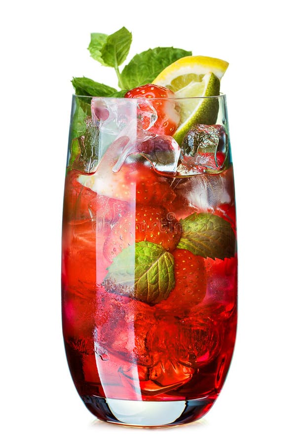 Mojito Rouge Avec La Fraise Image stock - Image du froid, lame: 44879019