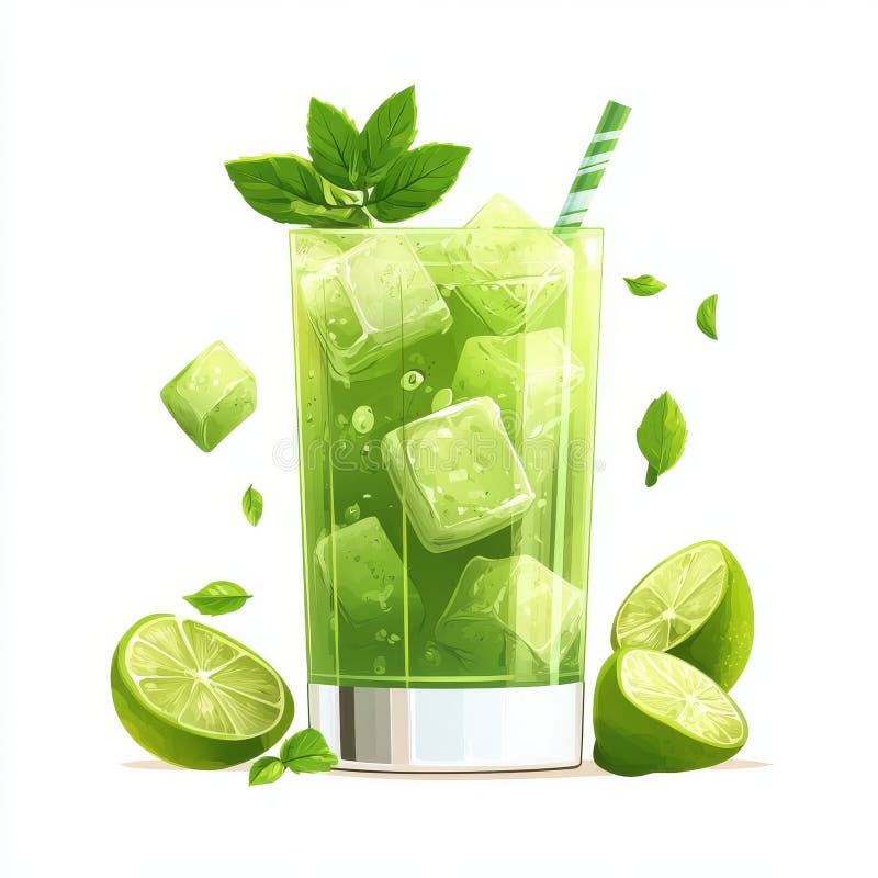 Mojito Cocktail Hand-drawn Comic Illustration. Mojito Stock Image ...