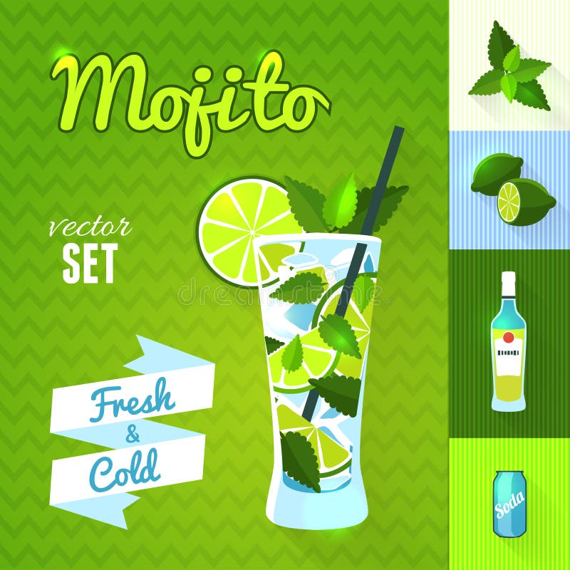Mojito Cocktail Set. Vector Illustration, Eps10. Stock Vector ...