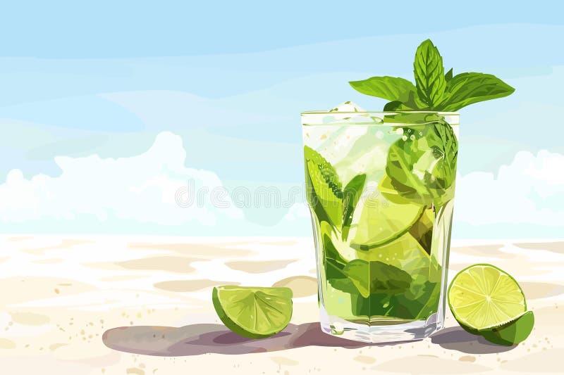 Mojito Cocktail on a Sunny Beach Isolated Vector Style Stock Vector ...
