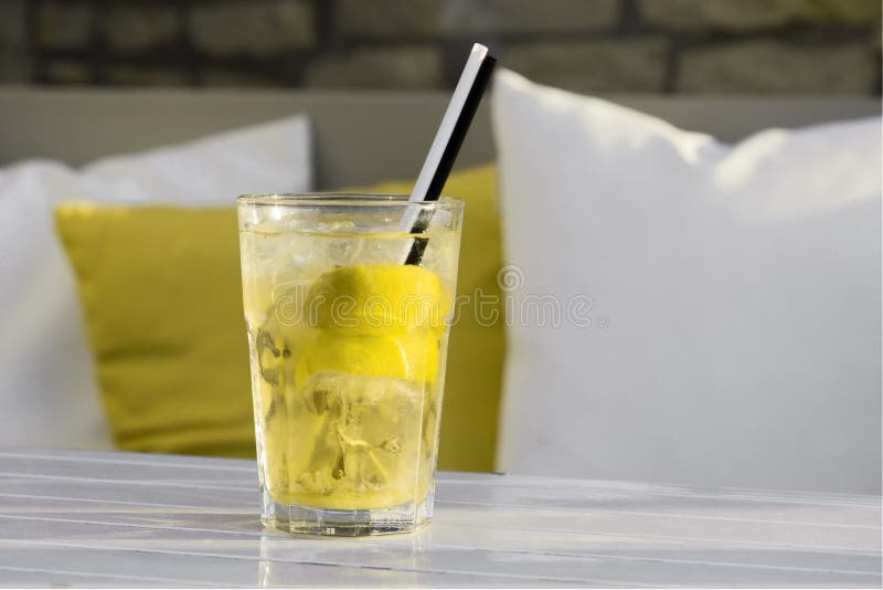 Mojito Cocktail on Table in Low Glass Stock Image - Image of pillow ...
