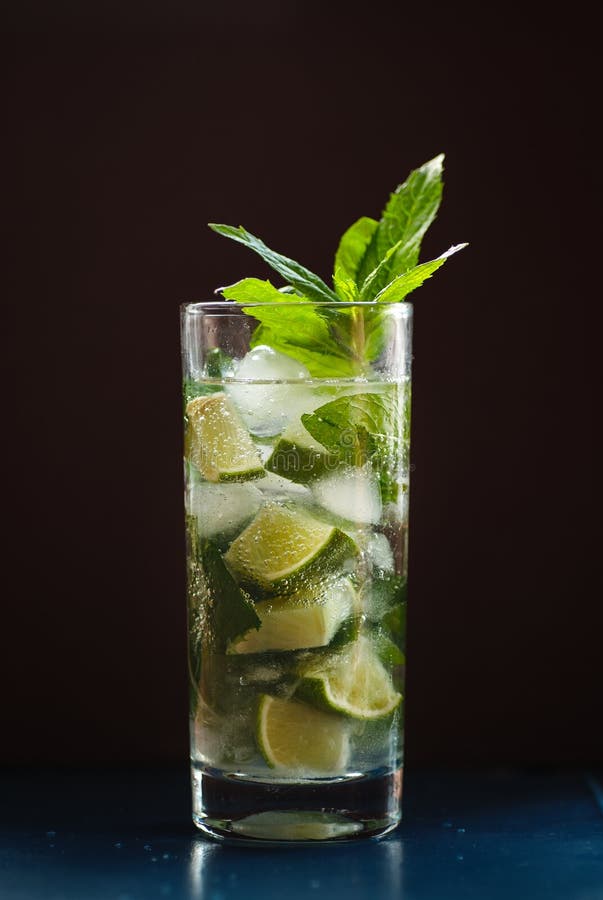 Mojito with ice in a glass stock image. Image of drink - 154896297