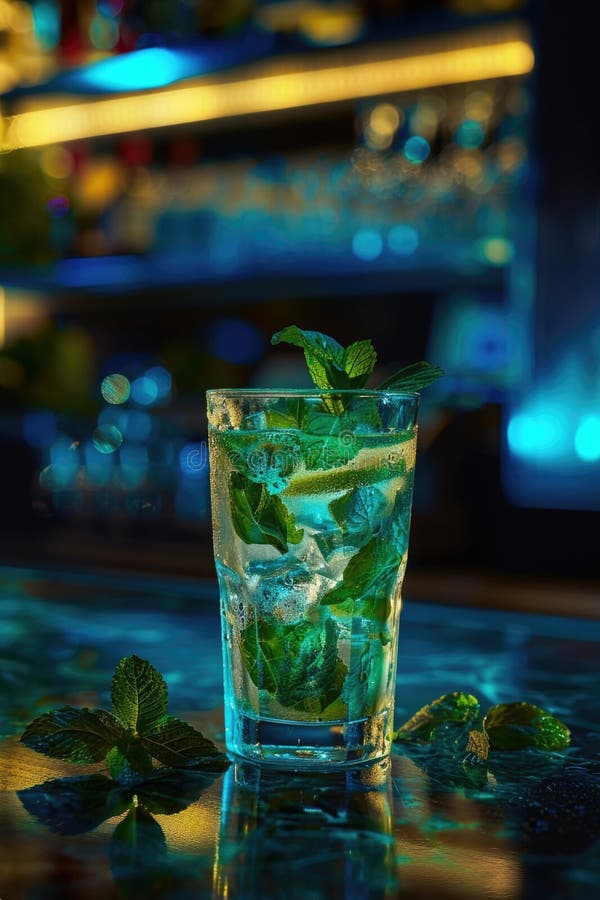 Mojito with Mint Leaves stock image. Image of generated - 374604513