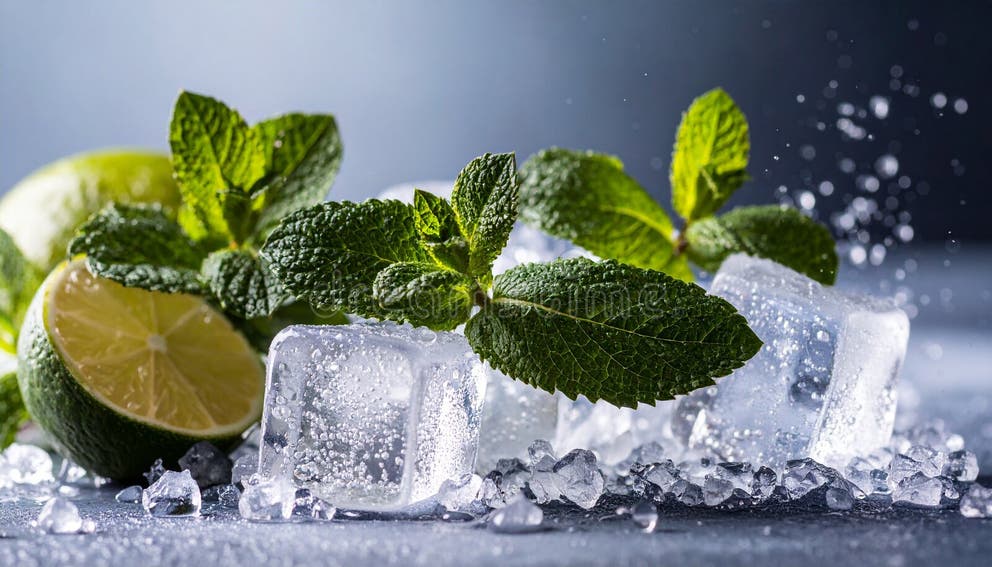 Mojito Mint Leaves Splashing Like Bubble .Background Concepr. Generated ...