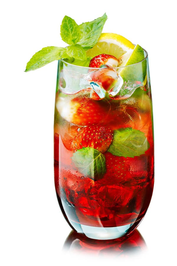 Mojito Rouge Avec La Fraise Image stock - Image du froid, lame: 44879019
