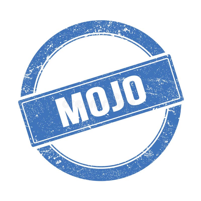 MOJO Text on Blue Grungy Round Stamp Stock Illustration - Illustration ...