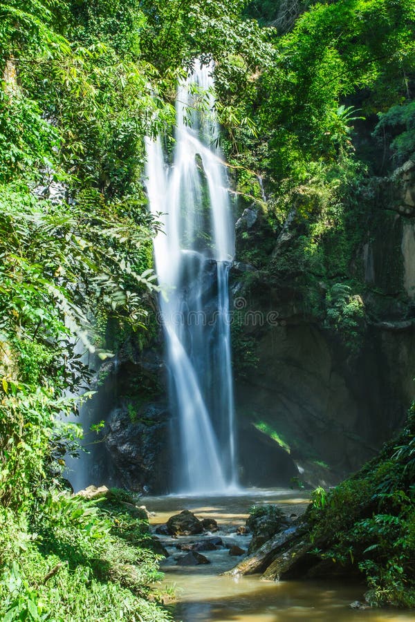 Mok Fa Waterfall, Chiang Mai, Thailand Stock Image - Image of motion ...