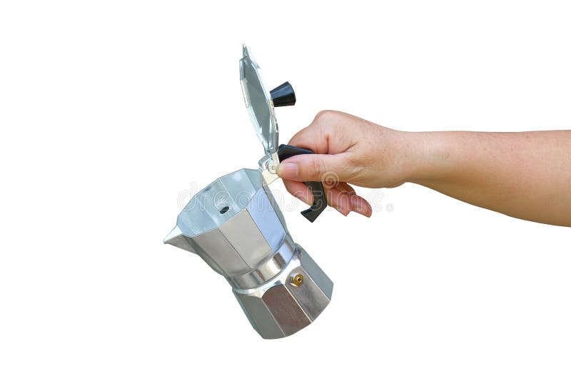 Moka Coffee Pot To Make Espresso Stock Photo - Image of handful, table ...