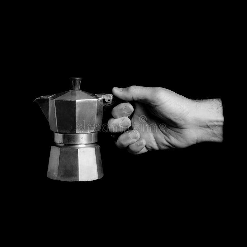 The Moka Pot in Hand Was Washing Stock Image - Image of nature, drinks ...