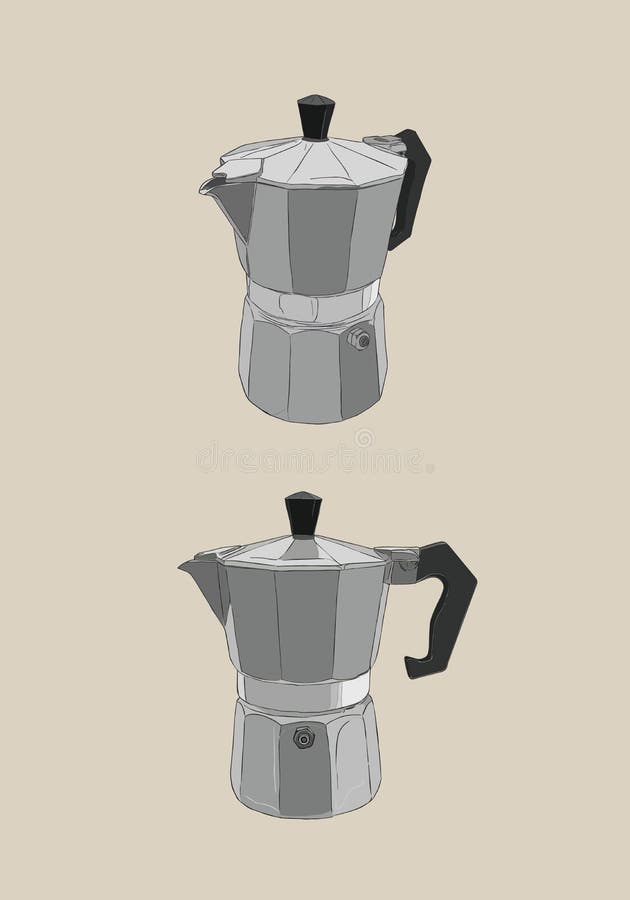 Moka Pot. Coffee Maker Hand Draw Vector Stock Vector - Illustration of ...