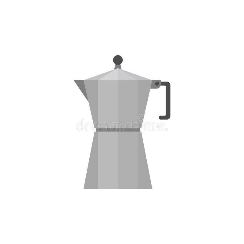 Moka Pot Coffee Maker Flat Design Vector Illustration. Classic Coffee ...