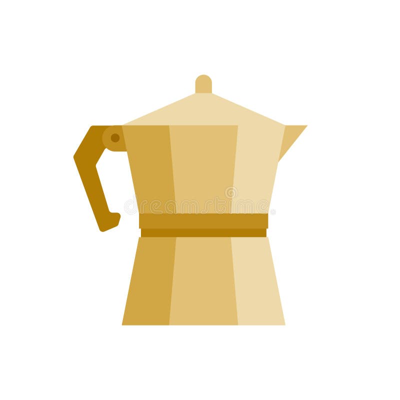 Moka Pot Coffee Maker Flat Design Vector Illustration. Classic Coffee Brewing Kettle Stock ...