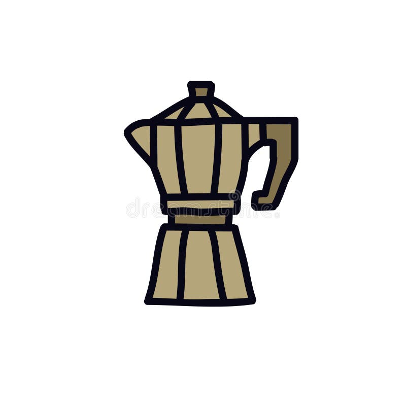 Moka Pot Doodle Icon, Vector Illustration Stock Illustration ...