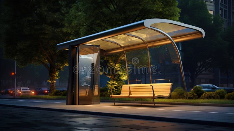 Mokap Bus Stop with a Hightech Design Stock Photo - Image of ...