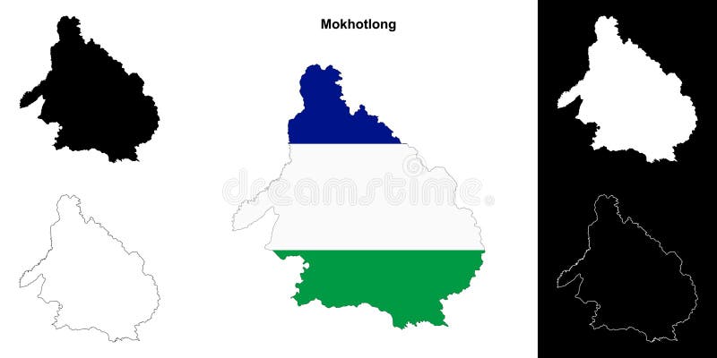 Mokhotlong outline map stock vector. Illustration of vector - 356532348