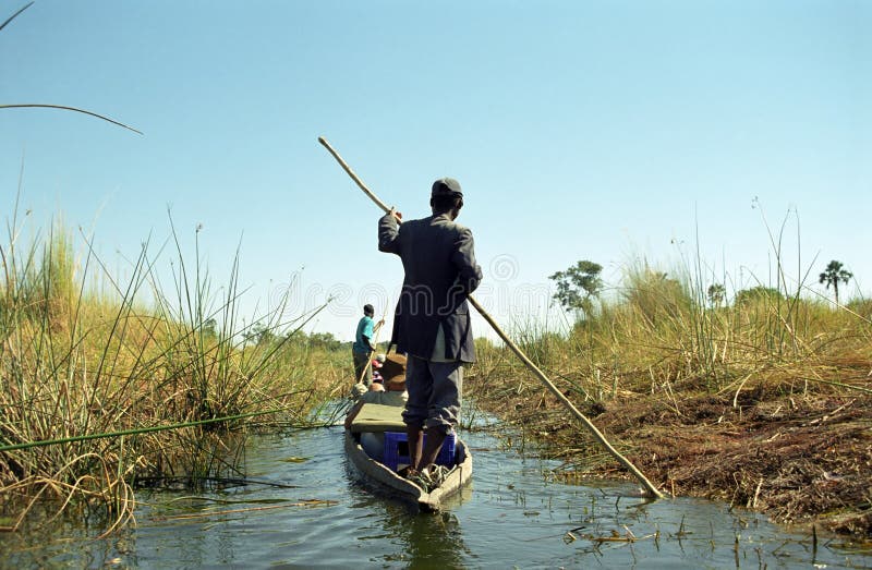 Mokoro Men, Okavango Delta, Botswana Editorial Stock Image - Image of ...