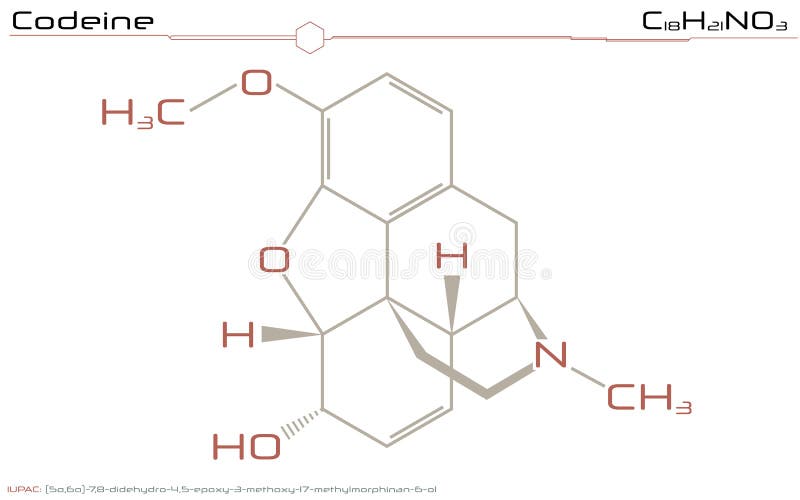Codeína Fórmula Química, Estrutura Molecular Rendição 3d Ilustração ...