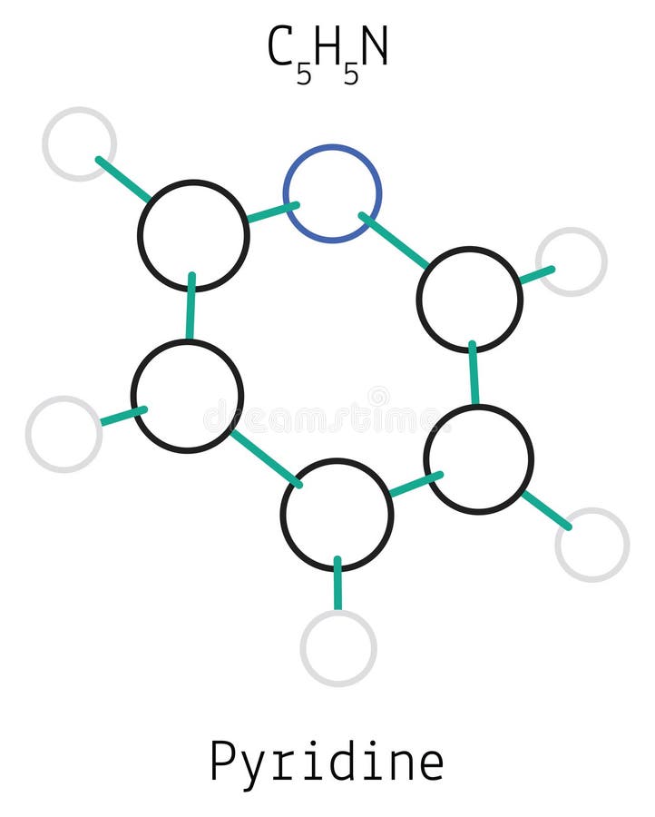 Molécula De La Piridina C5H5N Ilustración del Vector - Ilustración de ...