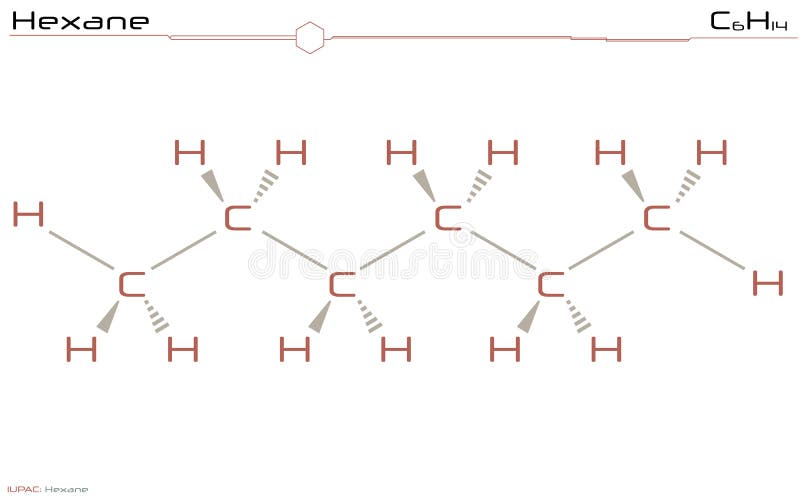 Molécula del hexano ilustración del vector. Ilustración de laboratorio ...