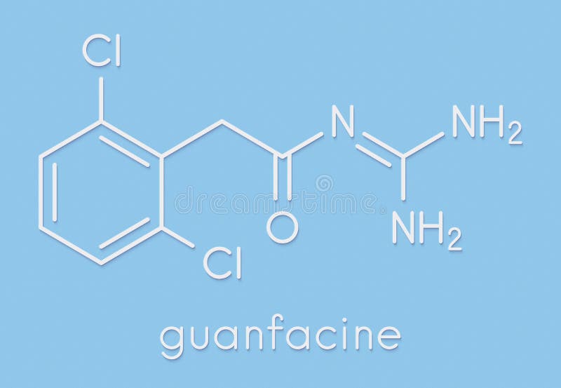 Molécule De Drogues De Guanfacine Thada. Formule Squelettique. Photo ...