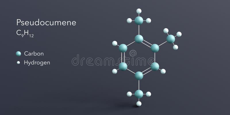 Molécule De Pseudocumentation Structure Moléculaire 3d De Rendu Plate ...