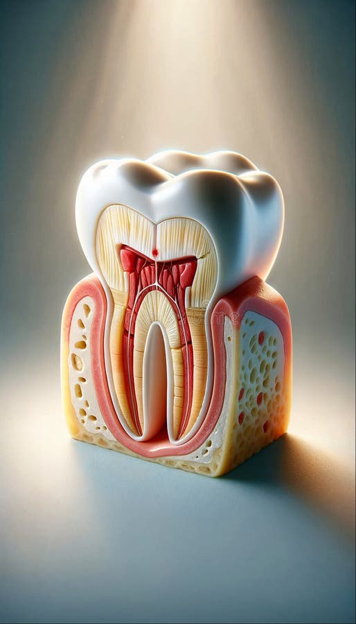 Molar Tooth Cut in Half To Reveal Its Internal Structure, AI-generated ...