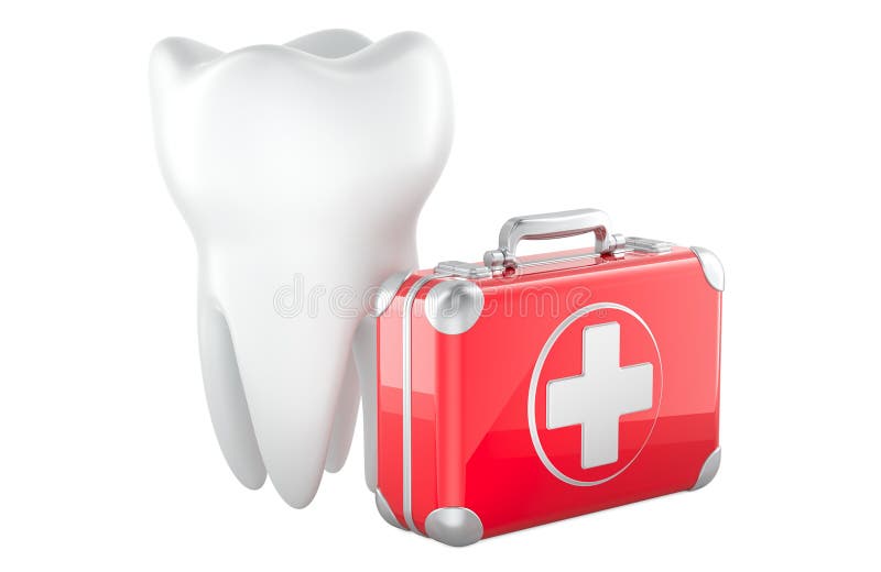 Molar Tooth with First Aid Kit. Dental First Aid, Concept Stock ...