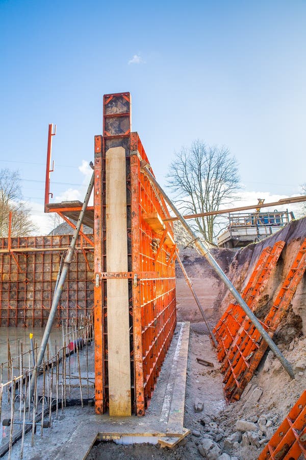 Mold for Concrete Wall at Construction Site Stock Image - Image of ...