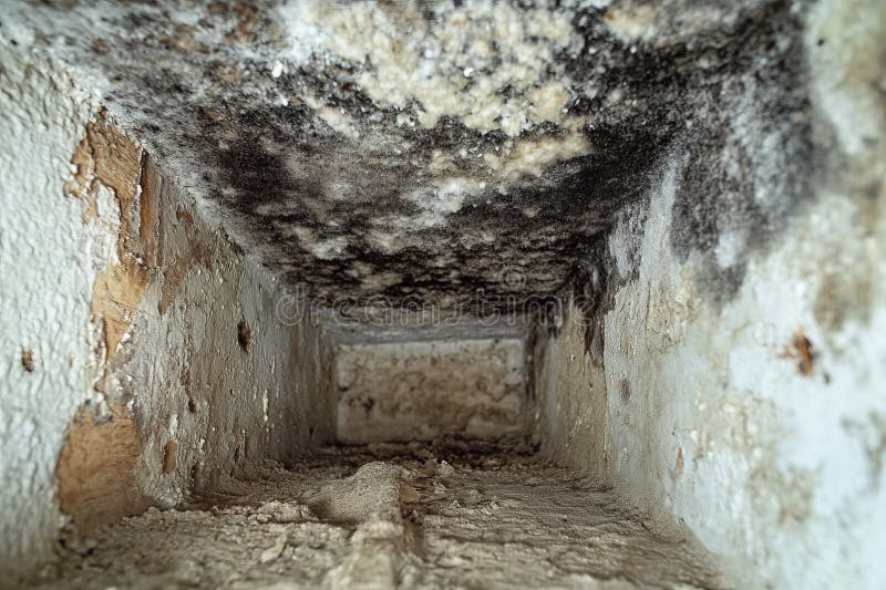 Mold and Contamination Inside the Ventilation Shaft Stock Photo - Image ...