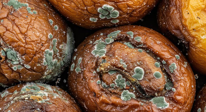 Mold and Decomposition on Spoiled Fruit in Closeup View Stock ...