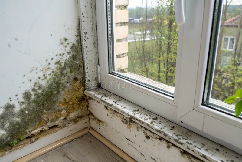 Mold Fungus on Slopes Near Window Inside House Stock Illustration ...